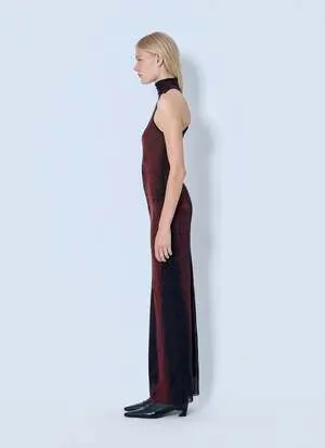 JEAN PAUL GAULTIER Mesh High Neck Python Printed Long Dress