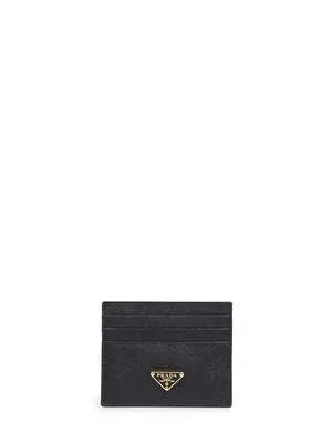 Prada Accessori Pelletteria Black Saffiano Leather Card Holder - Multicolor