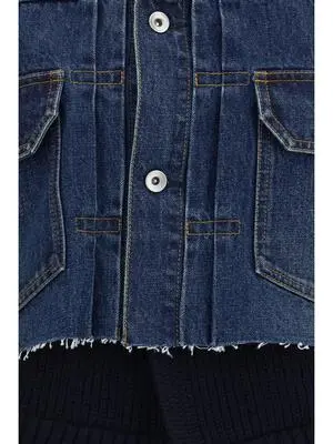 Sacai Denim Jacket With Wool Knit Layer