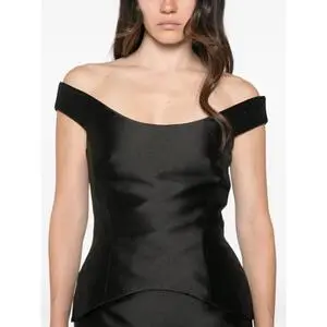Solace London Satin Off-shoulder Evening Dress