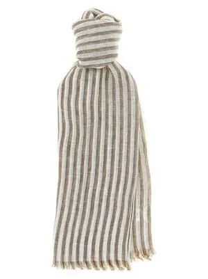 Brunello Cucinelli Sparkling' Linen Scarf - Brown
