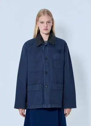 Miu Miu Single-breasted Garment-dyed Gabardine Jacket - Blue