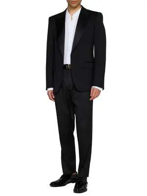 Dolce & Gabbana Black Stretch Wool Sicilia Tuxedo Blazer