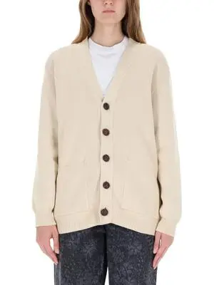 GOLDEN GOOSE Cardigan With Logo - Cream