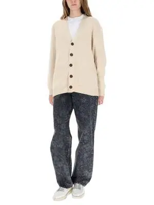 GOLDEN GOOSE Logo Cardigan - Cream
