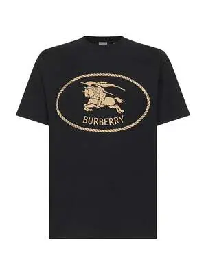 Burberry Black Cotton Knight Stamp T-shirt - Multicolor