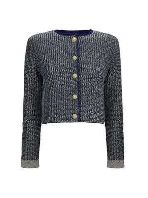 Balmain Quilted Sequin Cardigan With Decorative Buttons
