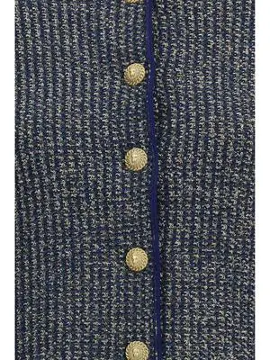 Balmain Quilted Sequin Cardigan With Decorative Buttons