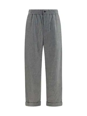 Giorgio Armani Oversized Pants In Wool And Cashmere With Denim Effect - Gray