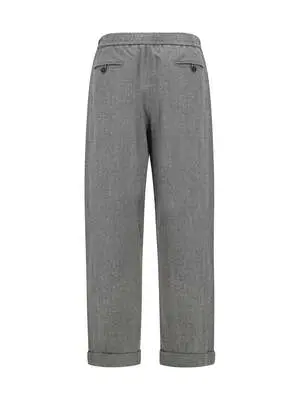 Giorgio Armani Oversized Pants In Wool And Cashmere With Denim Effect