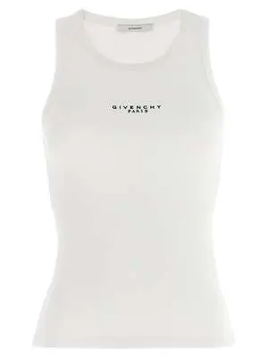 Givenchy Logo Embroidered Ribbed Tank Top - White