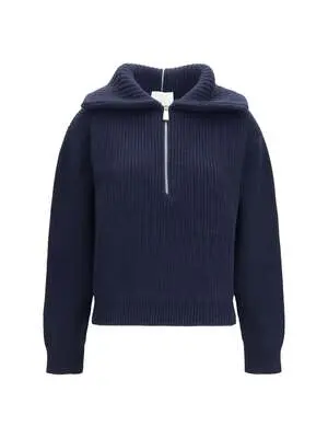 Malo High-neck Zip Sweater - Blue