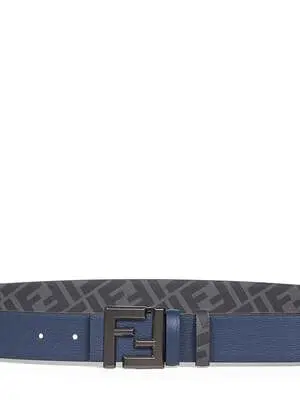 Fendi Leather And Ff Canvas Squared Ff Reversible Belt