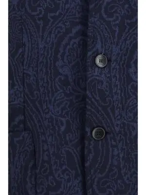 Etro Single-breasted Arnica Jacquard Wool-blend Jacket - Blue