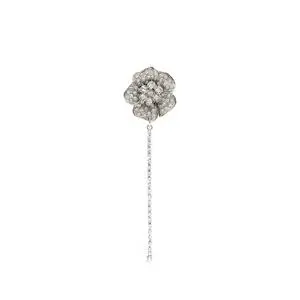 Alessandra Rich Crystal-embellished Floral Drop Earrings - Silver