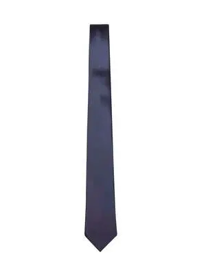 Saint Laurent Navy Blue Silk Satin Tie - Multicolor