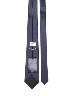 Saint Laurent Navy Blue Silk Satin Tie