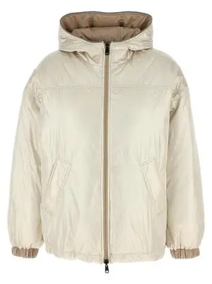 Brunello Cucinelli Laminated Reversible Down Jacket - Cream