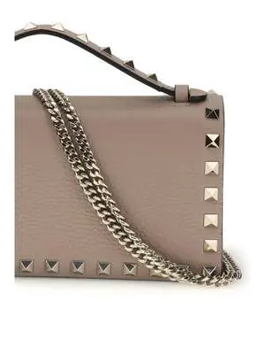Valentino Garavani Rockstud Chain Wallet - Cream