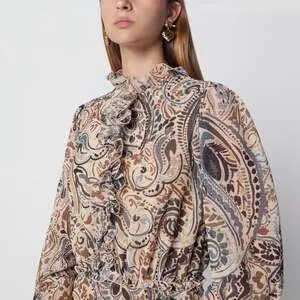 Etro Ruffle Dress With Multicolour Print