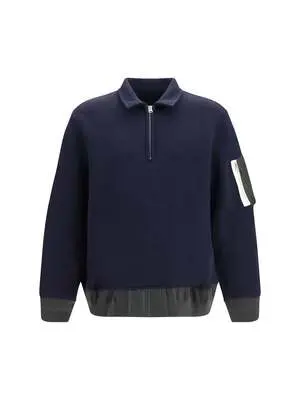Sacai Terry Cloth Zip Polo - Blue