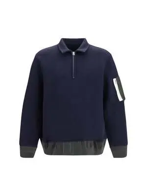 Sacai Terry Cloth Zip Polo - Blue