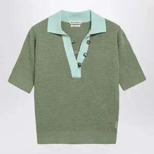 JW Anderson Mint Cotton-blend Waffle-knit Polo Shirt - Green