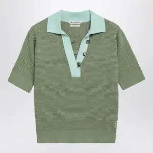 JW ANDERSON Jw Anderson Mint Green Cotton-Blend Waffle-Knit Polo Shirt Women