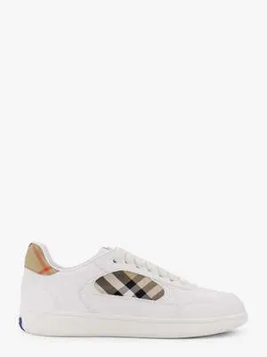 Burberry Low-top Leather Sneakers With Check Inserts - Multicolor