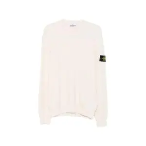 Stone Island Virgin Wool Crew Neck Jumper - Cream