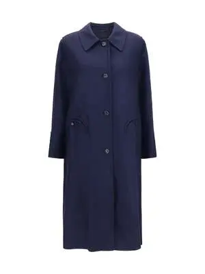 BLAZÉ MILANO Nitak Woolly Wool Trench Coat - Blue