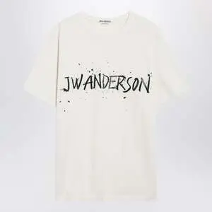 JW Anderson Circular T-shirt In Ecru Cotton - Cream