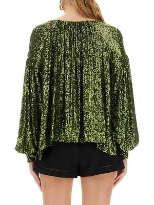 Rabanne Sequin Blouse - Green