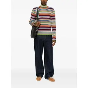 Dries Van Noten Striped High Neck Jumper - Cream