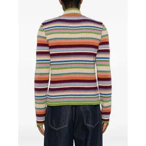Dries Van Noten Striped High Neck Jumper - Cream