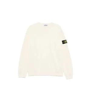 Stone Island STONE ISLAND Logo Patch Crew Neck Sweatshirt Cream