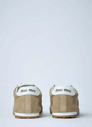 Miu Miu Suede Plume Sneakers - Cream
