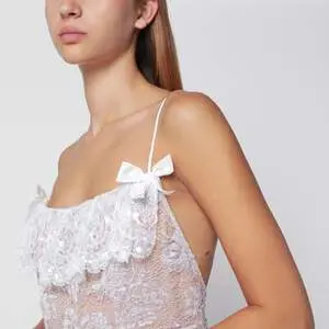 Alessandra Rich Lace Slip Dress - White