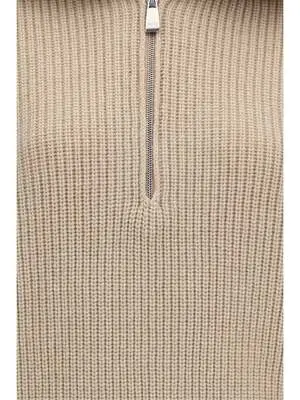 Malo High-neck Zip Sweater - Cream