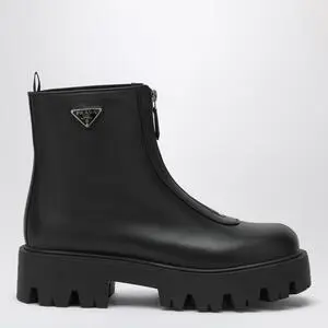 Prada Leather Zip-up Ankle Boots - Black