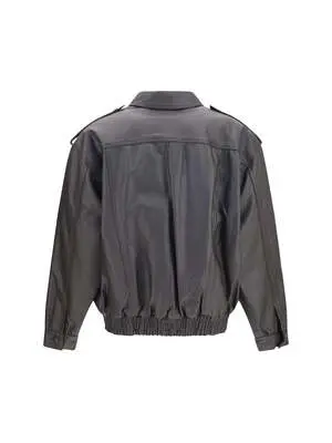 BLAZÉ MILANO Charlie Ares Leather Bomber Jacket - Black