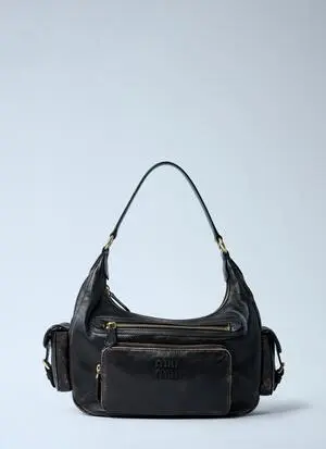 Miu Miu Pocket Leather Shoulder Bag - Brown