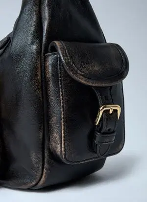 Miu Miu Pocket Leather Shoulder Bag - Brown