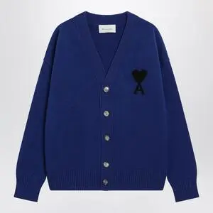 AMI Paris Ami Paris Blue Ami De Coeur Wool Cardigan Men Blue