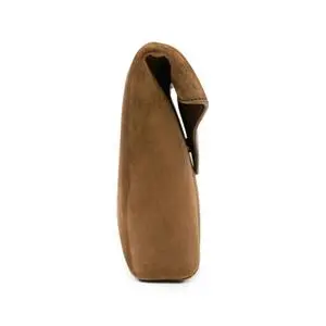 Saint Laurent Calf Suede Cassandre Logo Plaque Clutch Bag - Brown