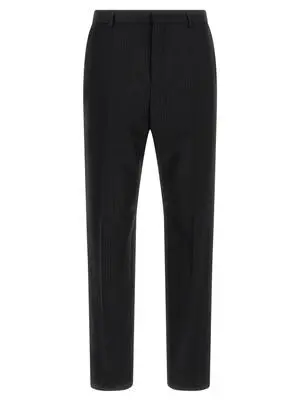 Saint Laurent Wool Pinstriped Tailored Trousers - Black