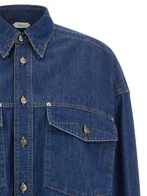 Versace Cropped Cotton Denim Shirt