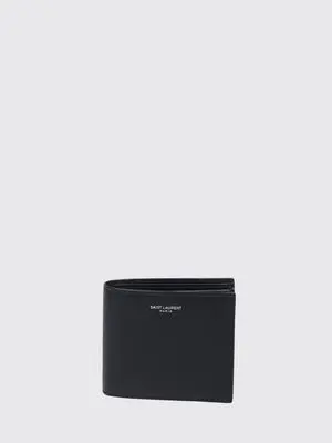 Saint Laurent Horizontal Bi-fold Wallet In Grain De Poudre Leather - Black