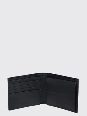 Saint Laurent Horizontal Bi-fold Wallet In Grain De Poudre Leather - Black