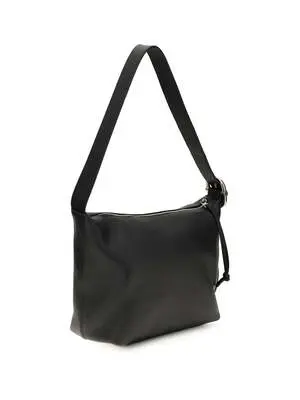 Loewe Medium Loop Hobo Bag In Grained Calfskin - Black